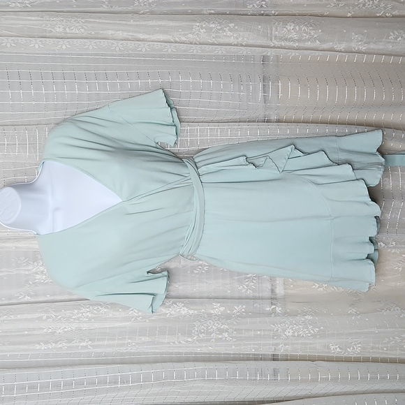 entro | Dresses | Entro Seafoam Green Blue Ruffled Feaux Wrap Dress W ...